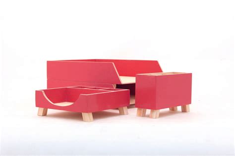 Red Desk Organizer Set Office Desk Accessories Paper Tray Office