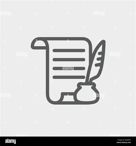 Paper Scroll With Feather Pen Thin Line Icon Stock Vector Image And Art Alamy