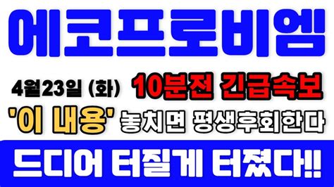 주가전망 에코프로비엠 🔥4월23일 화요일 10분전 긴급속보 터졌다 주주님들 이내용 지금 꼭 확인하세요 놓치면