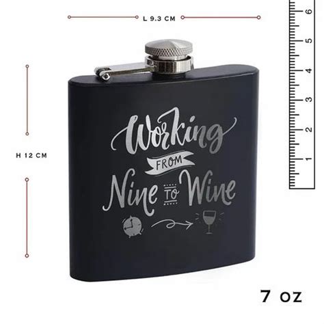 Stainless Steel Engraved Hip Flask Design Working From Nine To Wine