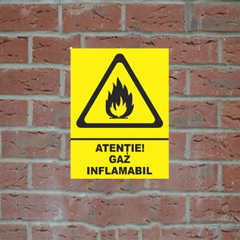 Sticker Decorativ Indicator Gaz Inflamabil Autocolant 210x297mm A4