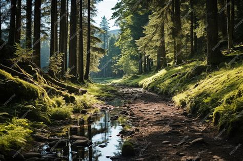 Premium Photo Scenic Hiking Trail Winding Through Lush Forests And