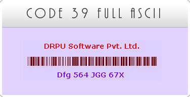Code 39 Full ASCII Fonts Sample Generated By Drpu Software