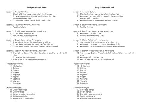 Unit Study Guide