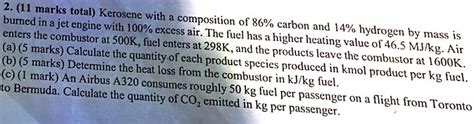 Solved 2 11 Marks Total Kerosene With A Composition Of