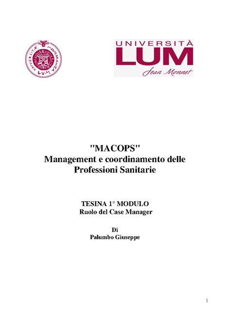 Tesina I Modulo Macops Management E Coordinamento Delle Professioni