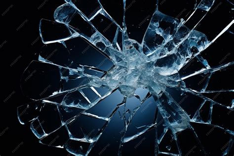 Premium Photo Cracked Glass Object On Black Background Shards Of