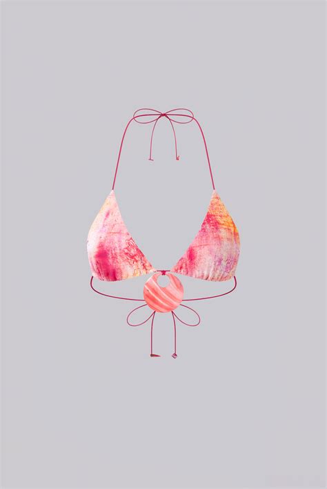 Cantha Micro Triangle Bikini Top With Shell Trim In Sunset Jaded