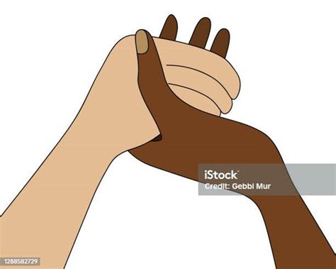 사람들은 손을 잡고 있습니다 식탁에서 다인종 가족이 기도합니다 컬러 벡터 그림입니다 격리된 흰색 배경입니다 추수 감사절에 식사