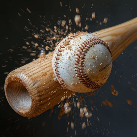 A Baseball Collides With Another Baseball As It Is Struck By A Wooden