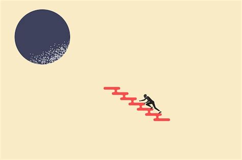 Premium Vector Businessman Climb The Stairs To Reach The Target