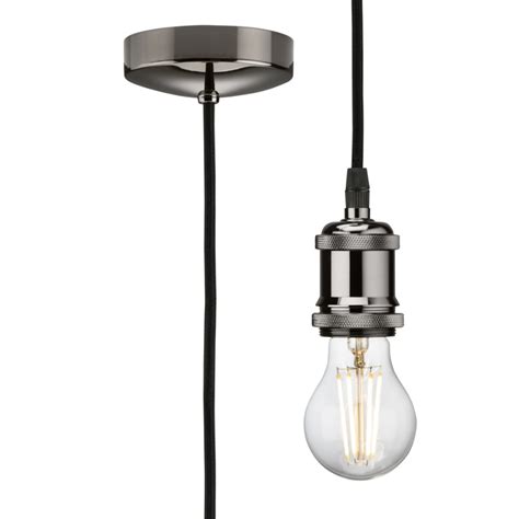 Black Nickel 18m Threaded E27 Pendant Light Fitting Class 2