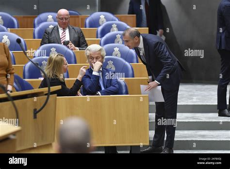 Netherlands The Hague 15 Nov 2022 Fleur Agema Geert Wilders And Gidi Markuszower Pvv Mp