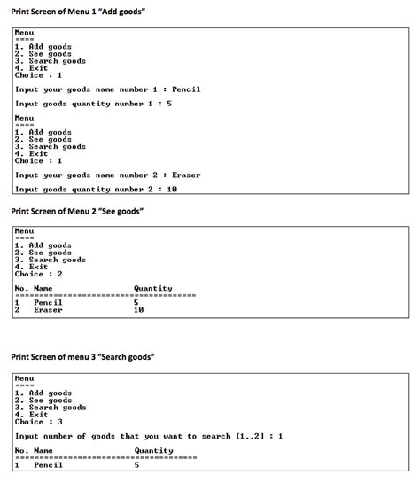 solved please make a simple storage program with the
