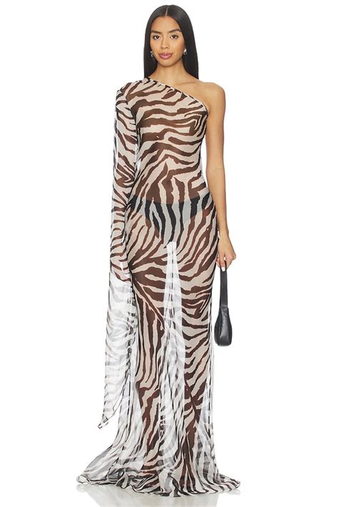 Cha The Label Zebra Print Maxi Dress In Black And White Revolve