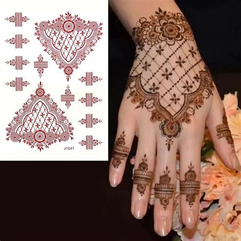 Waterproof Henna Tattoo Brown Henna Stickers For Hand Fake Tattoo For