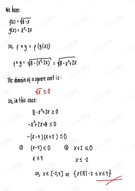 solved question 8 1 point given f x sqrt 8 x and g x x 2 2x
