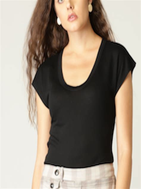 Buy Mango Women Black Solid Scoop Neck T Shirt Tshirts For Women