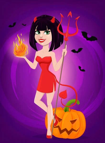 Devil Girl For Halloween Sexy She Devil With Trident In One Han