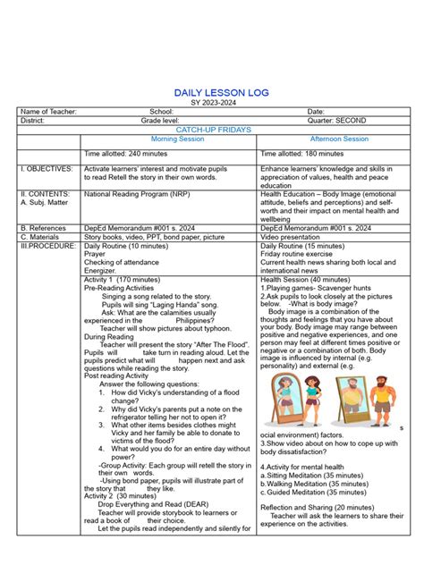 Catch Up Friday Dll Pdf Learning Teachers