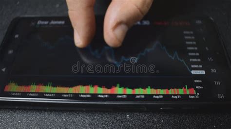 World Stock Candle Graph Smart Cell Phone Screen Display On The Black