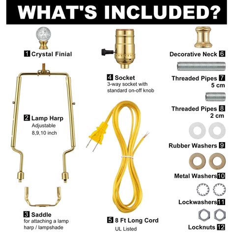 Qc Lamp Harp Kit For Lamp Socket Replacement And Rewire Lamp Parts For Repair Table And Floor