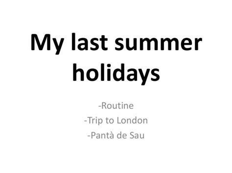 My Last Summer Holidays