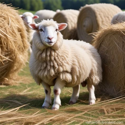 Fluffy Sheep Amongst Hay Performing Fuzzy Logic Stable Diffusion Online