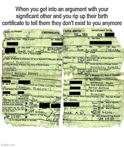 Birth Certificate Rip Of Existence Imgflip