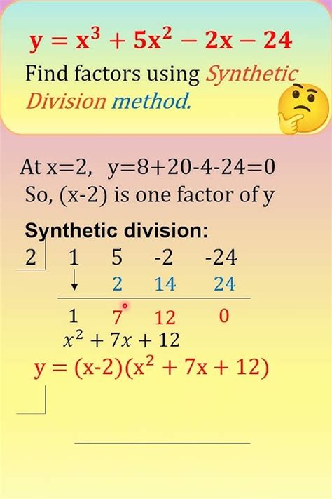 Synthetic Division Method I Factoring Using Synthetic Division I