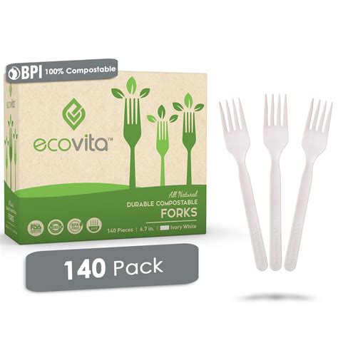 Ecovita Premium Biodgradable Compostable Forks 140 PCS Disposable Utensil Set Walmart