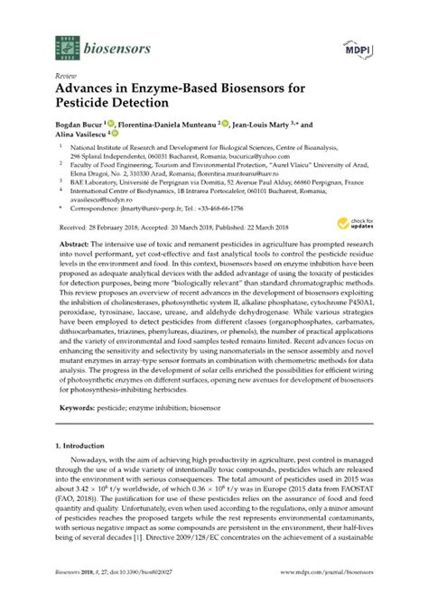 Advances In Enzyme Based Biosensors For Pesticide Detection Docslib