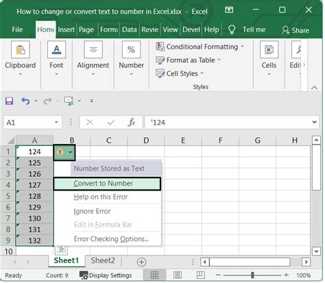 Excel 如何改变或转换文本为数字极客教程