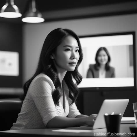Asian Woman In Video Conference Comic Style Stable Diffusion Online