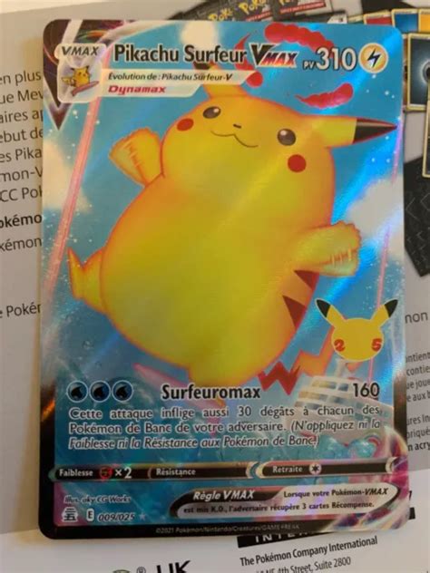 CARTE POKÉMON ULTRA RARE PIKACHU SURFEUR VMAX 009 025