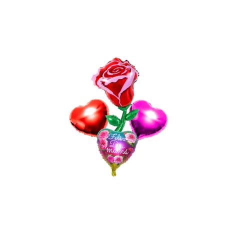 Generico Set Globo Metalico Feliz Dia Mama Rosa