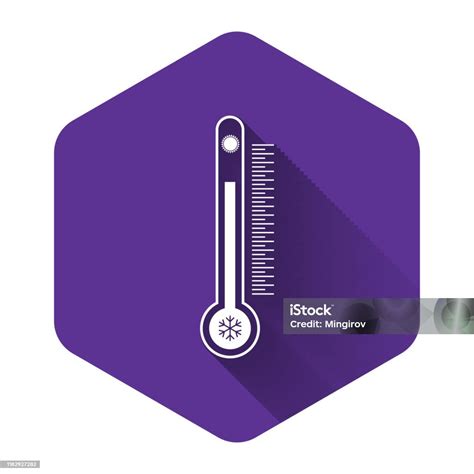 Termometer Putih Dengan Skala Mengukur Panas Dan Dingin Dengan Ikon