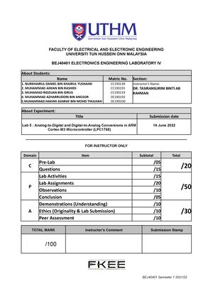 Group 3 Fullreport Lab3 FACULTY OF ELECTRICAL AND ELECTRONIC