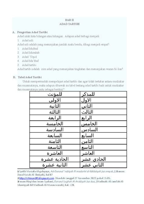 Adad Asli Dan Tartib Pengertian Tabel Dan Ketentuan Adad Studocu