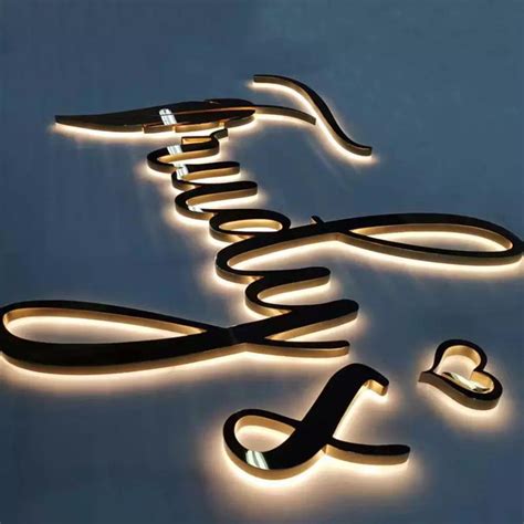 Outdoor Store Front Gold Mirror Stainless Steel Channel Logo Salon
