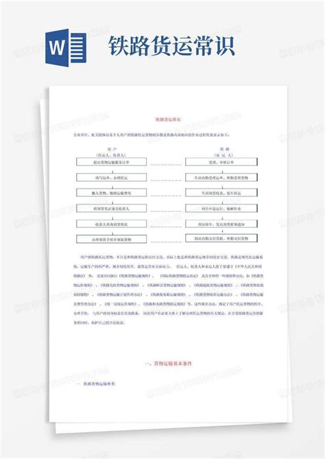 铁路货运常识Word模板下载 编号lwrwodmw 熊猫办公