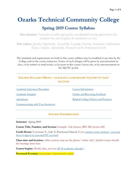 Sdsu Syllabus Template
