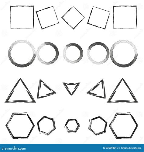 geometric shapes set rough square circle triangle hexagon hand