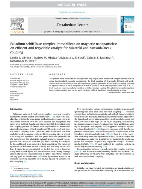 Pdf Palladium Schiff Base Complex Immobilized On Magnetic