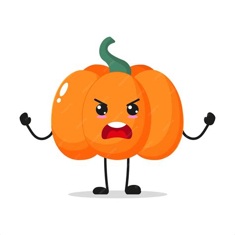 Lindo Personaje De Calabaza Enojado Emoticon De Dibujos Animados