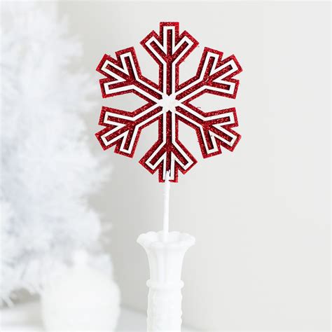 Holiday Red And White Cut Out Snowflake Stem Picks Sprays Florals
