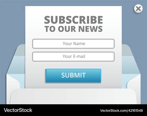 Subscribe To Newsletter Web And App Form Template Vector Image