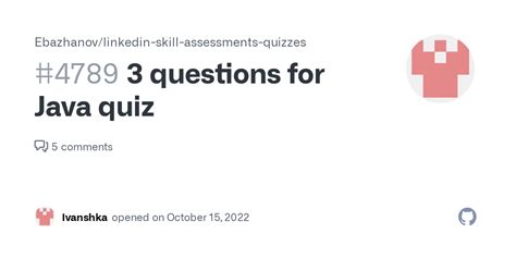 3 questions for java quiz · issue 4789 · ebazhanov linkedin skill