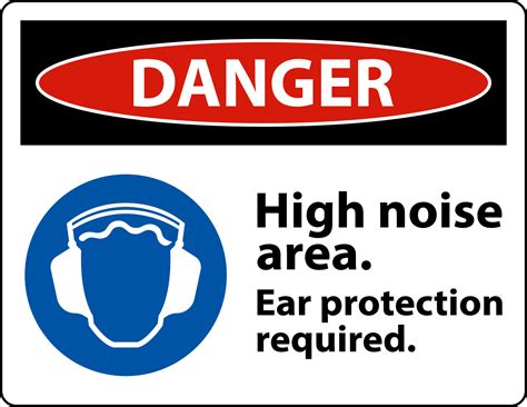 Danger Ear Protection Required Sign On White Background 11516620 Vector