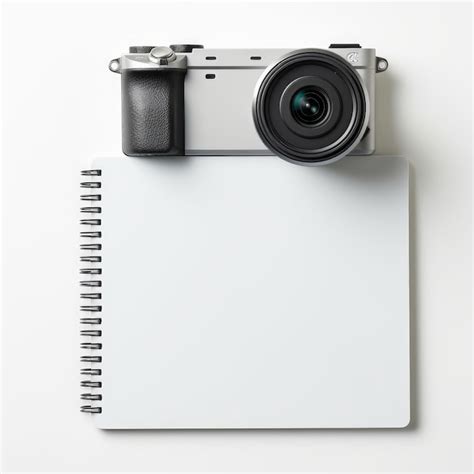 Premium Photo A White Notebook With Video Camera On A White Background